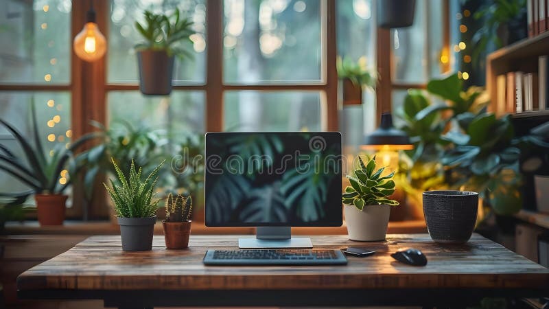 Remote Work Setup with Virtual Office Telework Online Meetings and ...