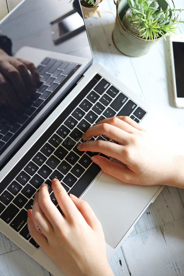 Remote Work, SOHO, Home Office Image, Typing Using Laptop Computer ...