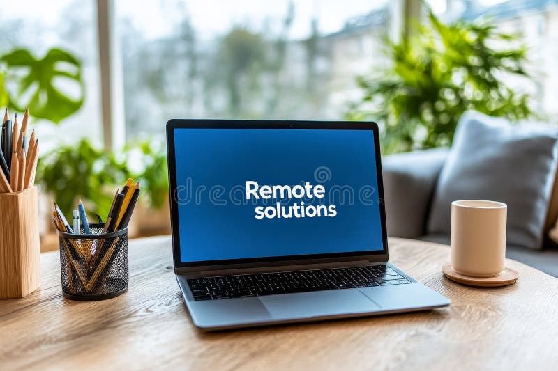 Remote Work Solutions Laptop Setup Modern Workspace Remote Job ...