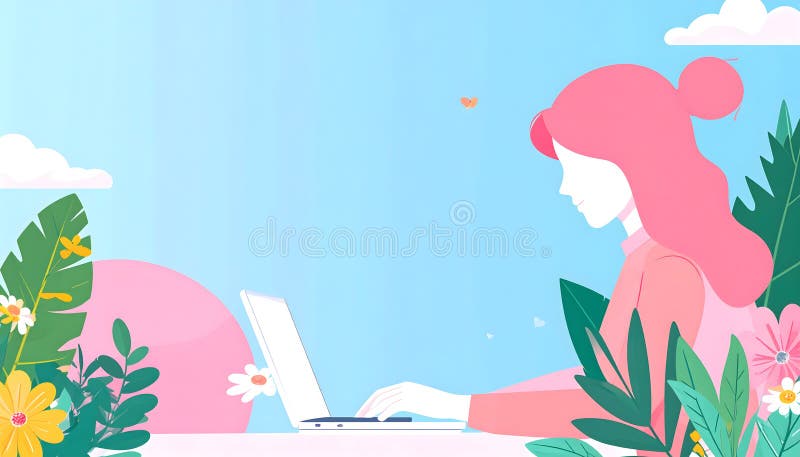 Remote Work in Springtime: a Modern Outdoor Office Stock Image - Image ...