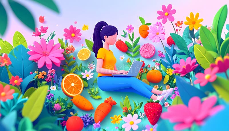 Remote Work in Springtime: a Modern Outdoor Office Stock Photo - Image ...