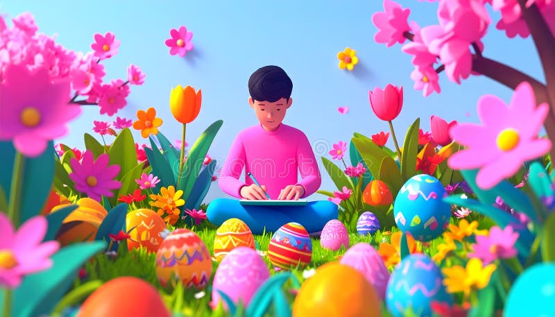 Remote Work in Springtime: a Modern Outdoor Office Stock Image - Image ...