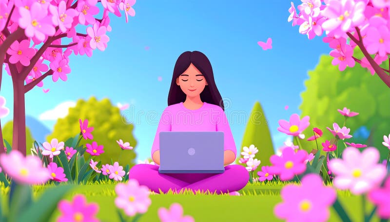 Remote Work in Springtime: a Modern Outdoor Office Stock Photo - Image ...