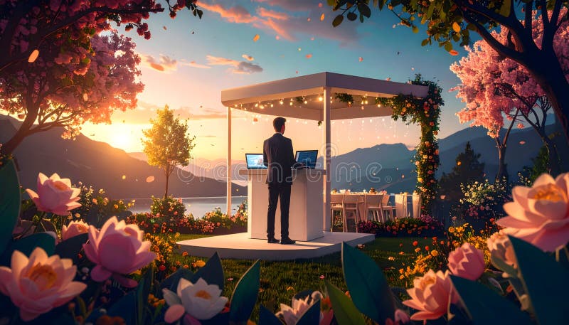 Remote Work in Springtime: a Modern Outdoor Office Stock Photo - Image ...