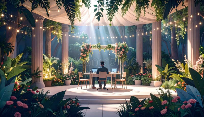 Remote Work in Springtime: a Modern Outdoor Office Stock Image - Image ...