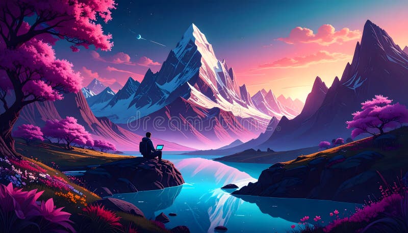 Remote Work in Springtime: a Modern Outdoor Office Stock Photo - Image ...