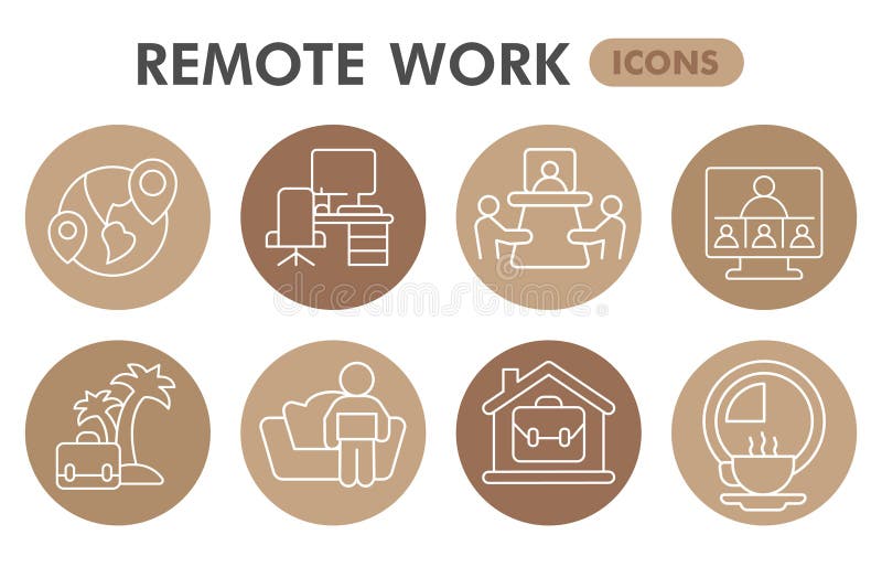 Remote Work Symbols Collection or Sketches. Freelancer Job Theme ...