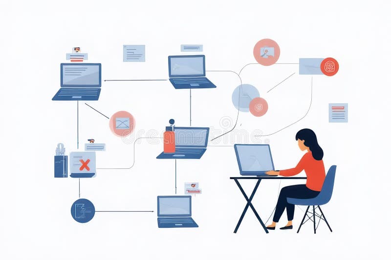 Remote Work Technology and Connections Stock Illustration ...