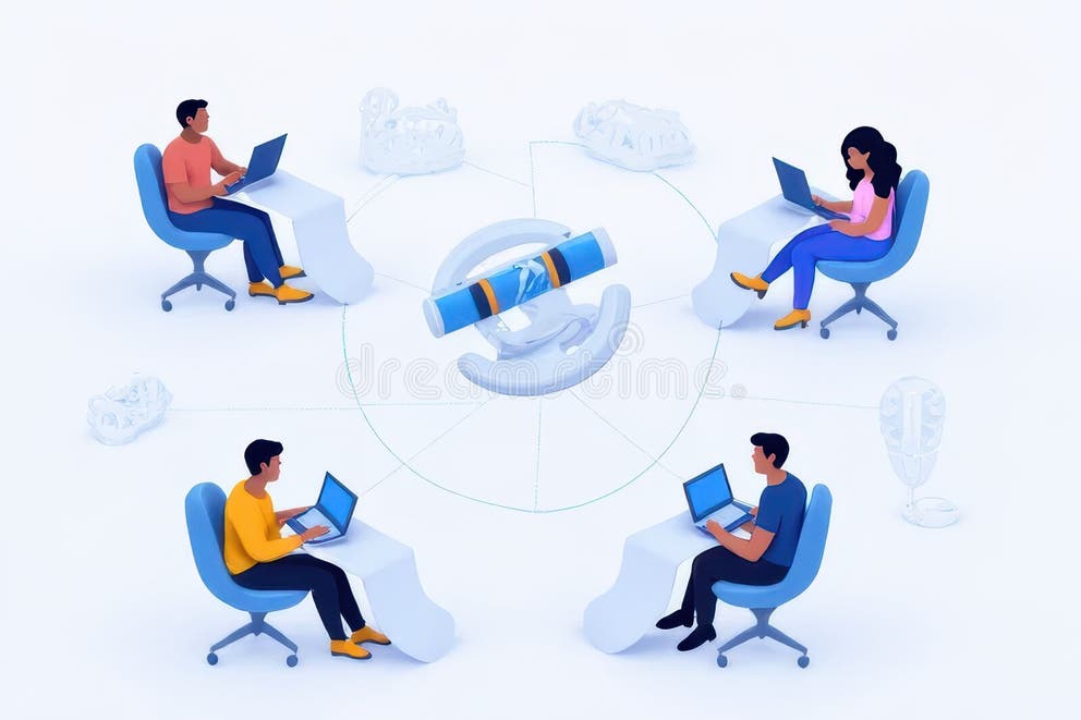 Remote Work Technology and Connections Stock Illustration ...