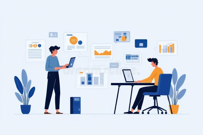 Remote Work Technology and Connections Stock Illustration ...