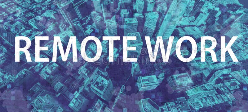 Remote Work Theme with Cityscape Background Stock Illustration ...