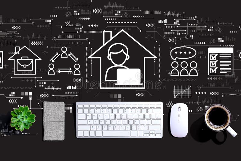 Remote Work Theme with a Computer Keyboard Stock Image - Image of view ...