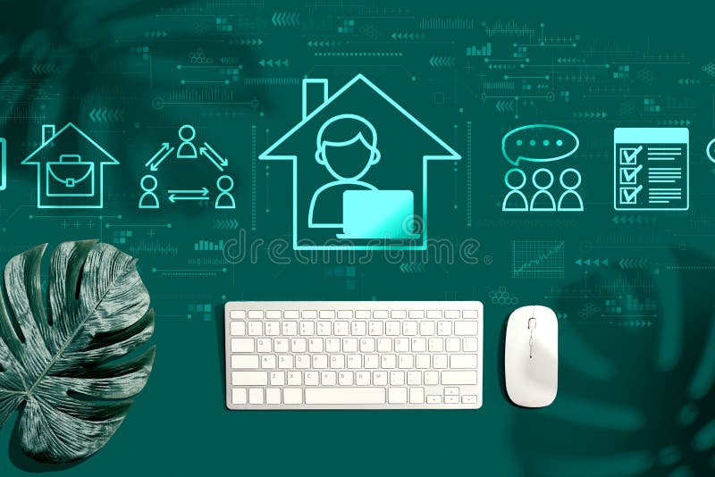 Remote Work Theme with a Computer Keyboard Stock Image - Image of ...