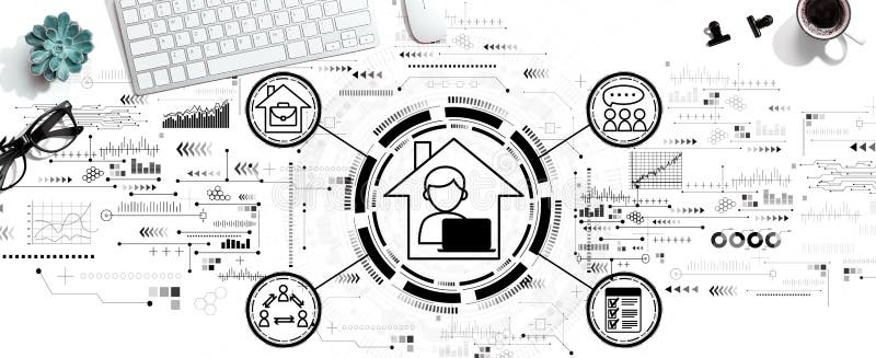 Remote Work Theme with a Computer Keyboard Stock Photo - Image of away ...