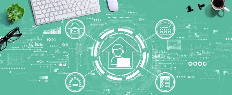 Remote Work Theme with a Computer Keyboard Stock Photo - Image of ...