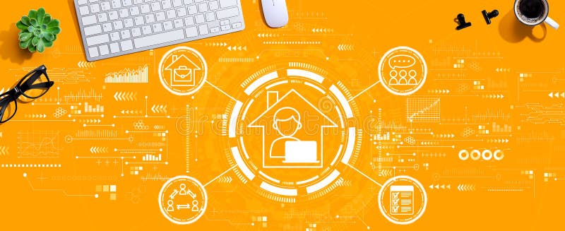 Remote Work Theme with a Computer Keyboard Stock Photo - Image of ...