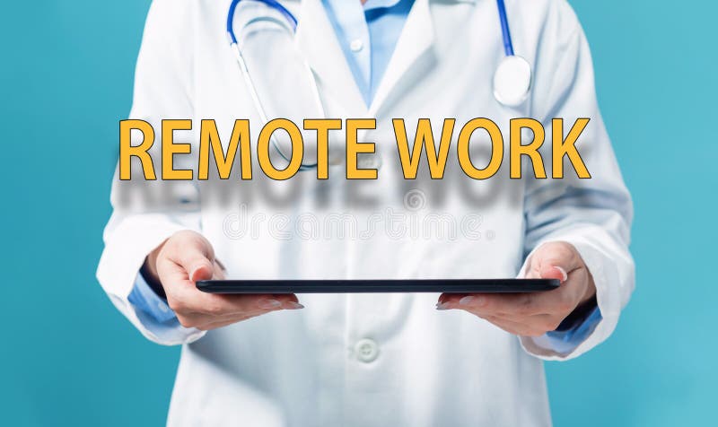 Remote Work Theme with Person Using Laptop Stock Image - Image of ...