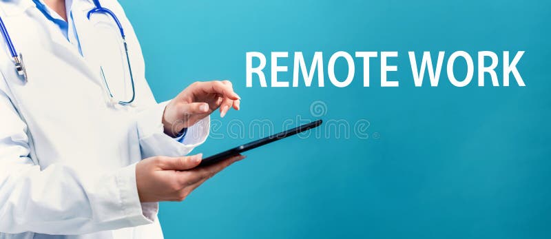 Remote Work Theme with Person Using Laptop Stock Image - Image of ...
