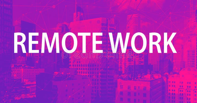 Remote Work Theme with Downtown LA Skycapers Stock Image - Image of ...