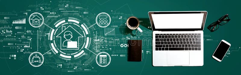 Remote Work Theme with a Laptop Computer Stock Image - Image of office ...