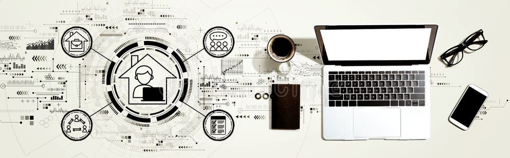 Remote Work Theme with a Laptop Computer Stock Image - Image of laptop ...