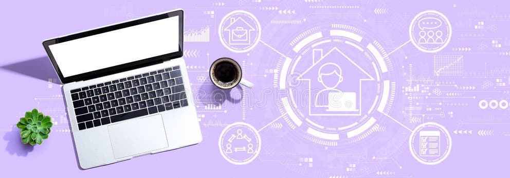 Remote Work Theme with a Laptop Computer Stock Image - Image of ...