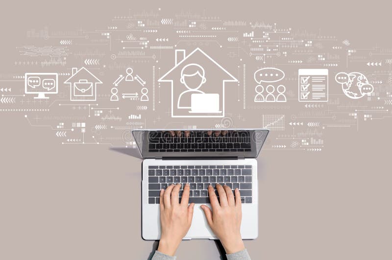 Remote Work Theme with Person Using Laptop Stock Image - Image of ...