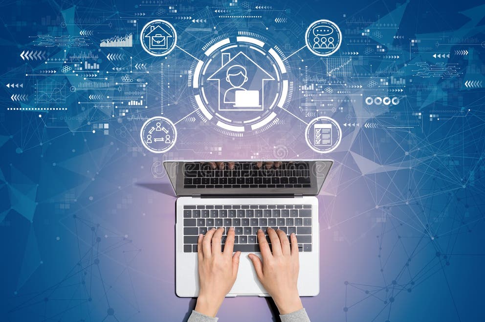 Remote Work Theme with Person Using Laptop Stock Image - Image of ...