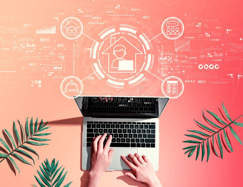 Remote Work Theme with Person Using a Laptop Stock Photo - Image of ...