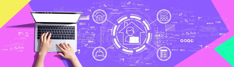 Remote Work Theme with Person Using a Laptop Stock Photo - Image of ...