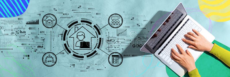 Remote Work Theme with Person Using a Laptop Stock Photo - Image of ...