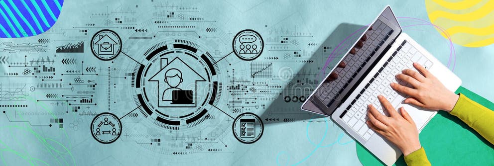 Remote Work Theme with Person Using a Laptop Stock Photo - Image of ...