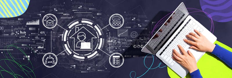 Remote Work Theme with Person Using a Laptop Stock Photo - Image of ...