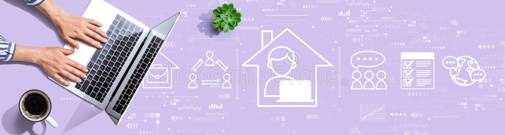 Remote Work Theme with Person Using a Laptop Editorial Photography ...