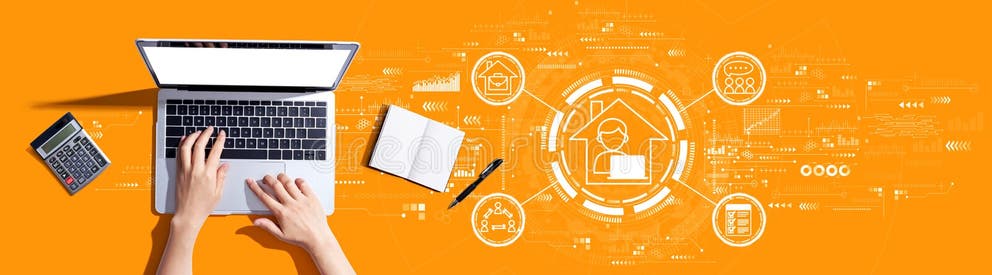 Remote Work Theme with Person Using a Laptop Stock Photo - Image of ...