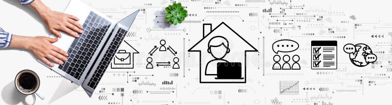 Remote Work Theme with Person Using a Laptop Editorial Stock Image ...