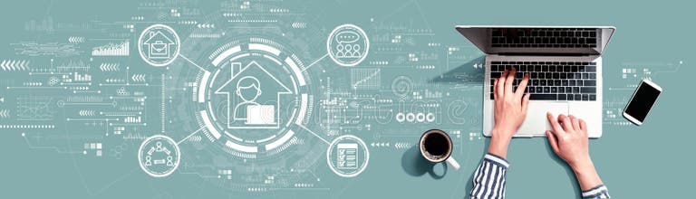 Remote Work Theme with Person Using Laptop Stock Photo - Image of ...