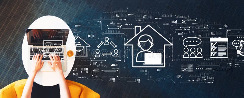 Remote Work Theme with Person Using Laptop Stock Image - Image of ...