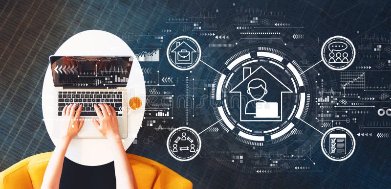 Remote Work Theme with Person Using Laptop Stock Image - Image of ...