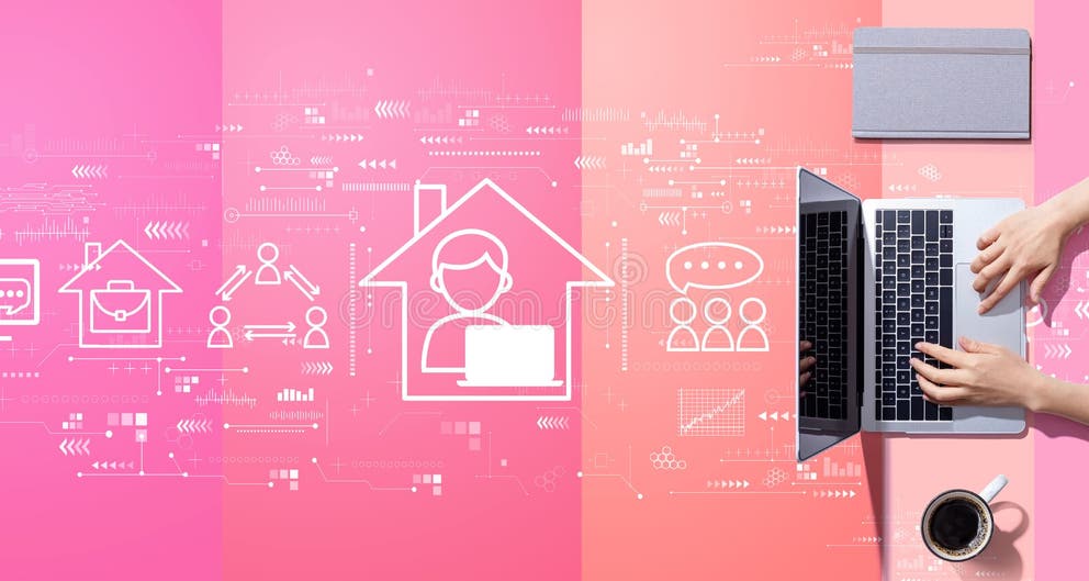 Remote Work Theme with Person Working with Laptop Stock Image - Image ...