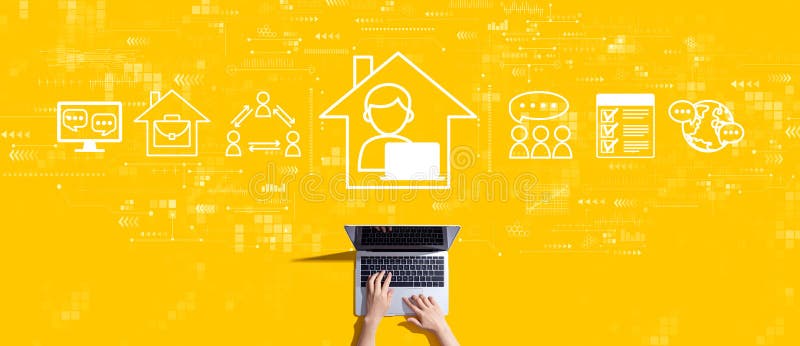 Remote Work Theme with Person Working with Laptop Stock Image - Image ...