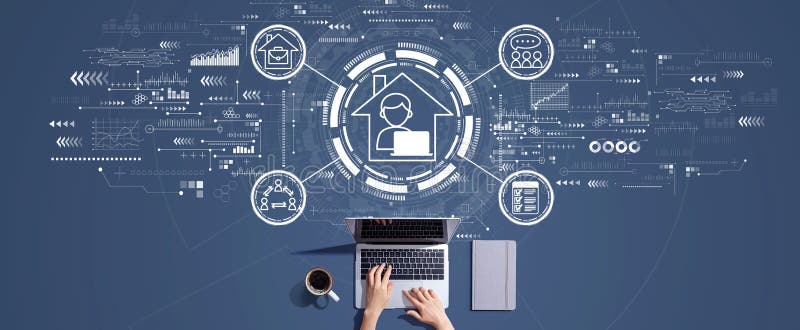 Remote Work Theme with Person Working with Laptop Stock Photo - Image ...