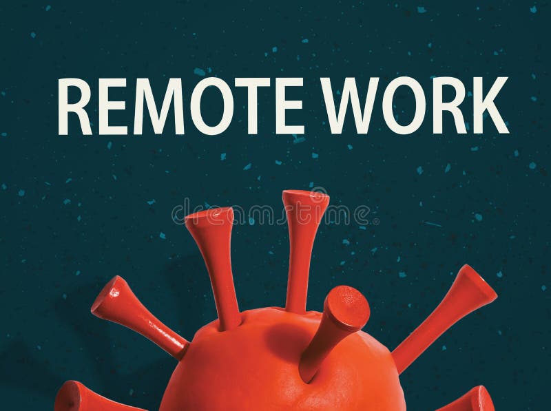 Remote Work Theme with a Red Virus Stock Illustration - Illustration of ...