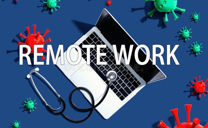 Remote Work Theme with Stethoscope and Laptop Stock Image - Image of ...