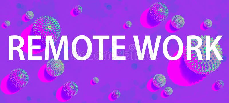 Remote Work Theme with Viral Objects Stock Illustration - Illustration ...