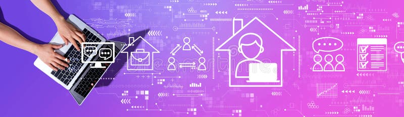 Remote Work Theme with Person Using Laptop Stock Image - Image of ...