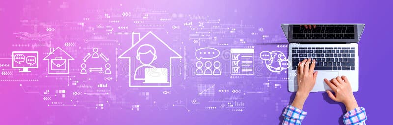 Remote Work Theme with Woman Using a Laptop Stock Photo - Image of ...