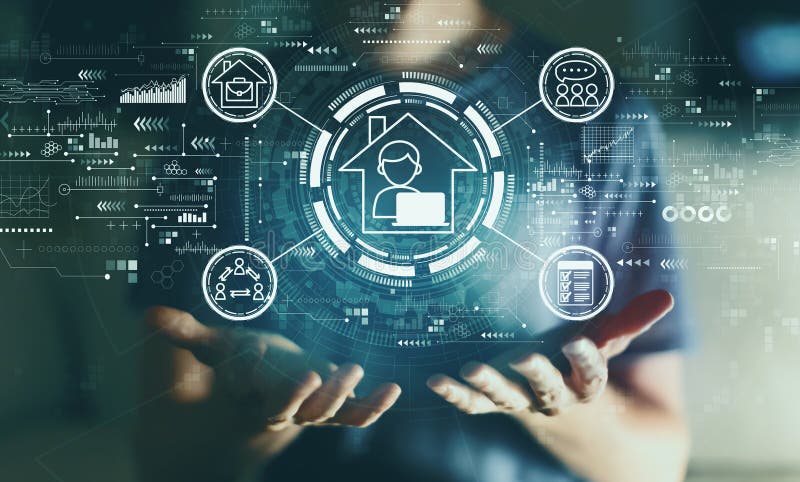 Remote Work Theme with Person Using Laptop Stock Image - Image of ...