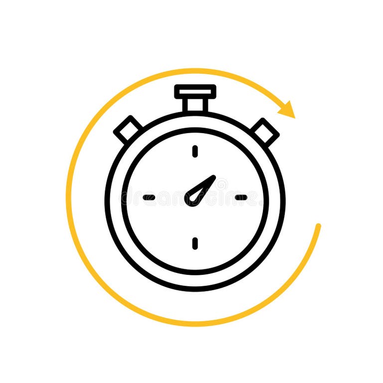 Remote Work. Time Tracker Icon. Counter Clock with Circular Progress Bar. Collaboration. Outline ...