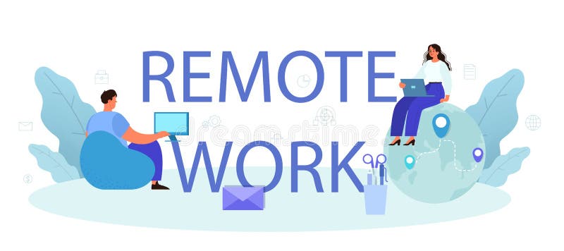 Remote Work Typographic Header. People Working Remotely Stock Vector ...